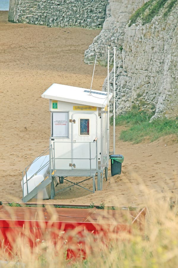 Coast Guard Hut and Chalk Stack Stock Photo - Image of service ...