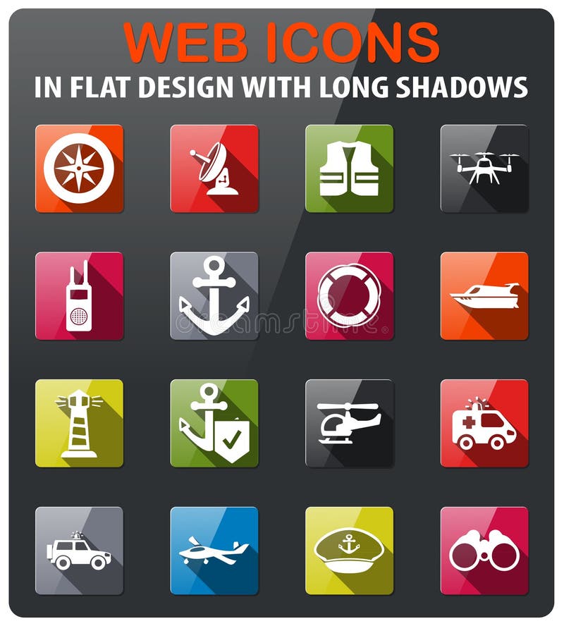 Coast guard icon set stock illustration. Illustration of beacon - 88432211
