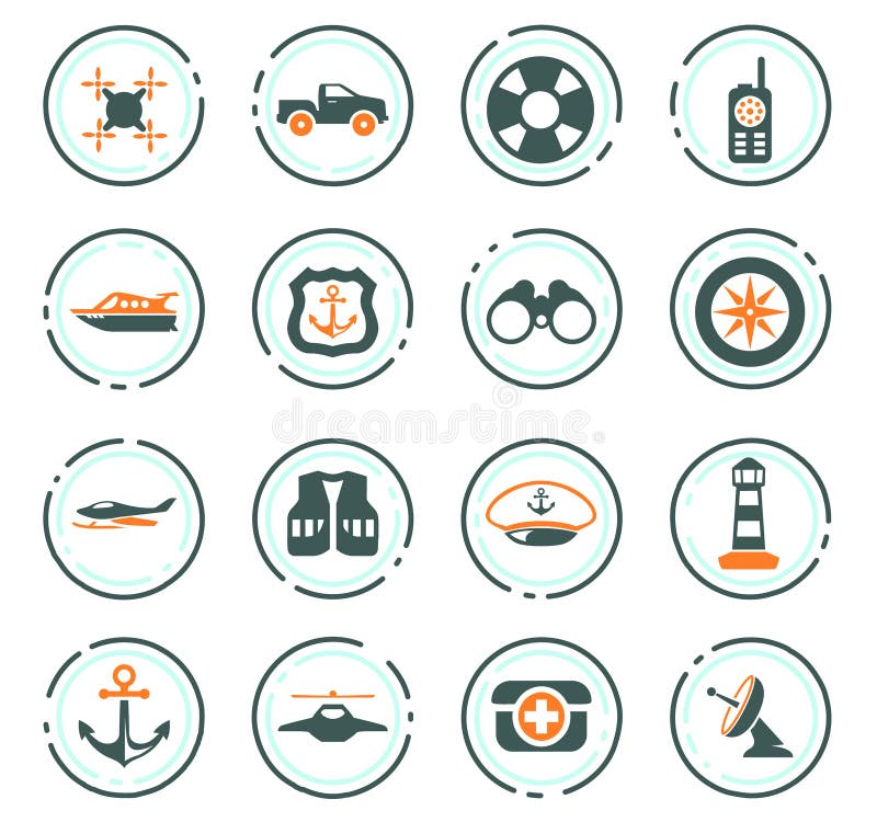 Coast Guard icons set stock vector. Illustration of ...