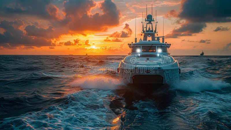 A Coast Guard Vessel Cuts through the Waves Stock Image - Image of ...
