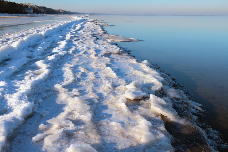 Coast of Gulf of Riga in Winter Morning. Jurmala, Latvia Stock Image ...