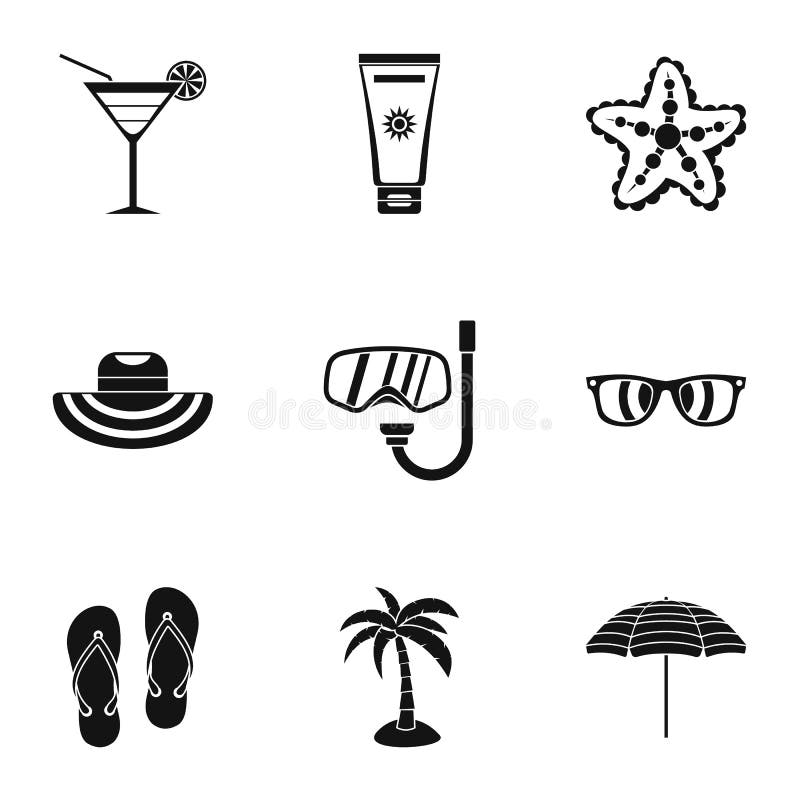 Coast Icons Set, Simple Style Stock Vector - Illustration of coast ...