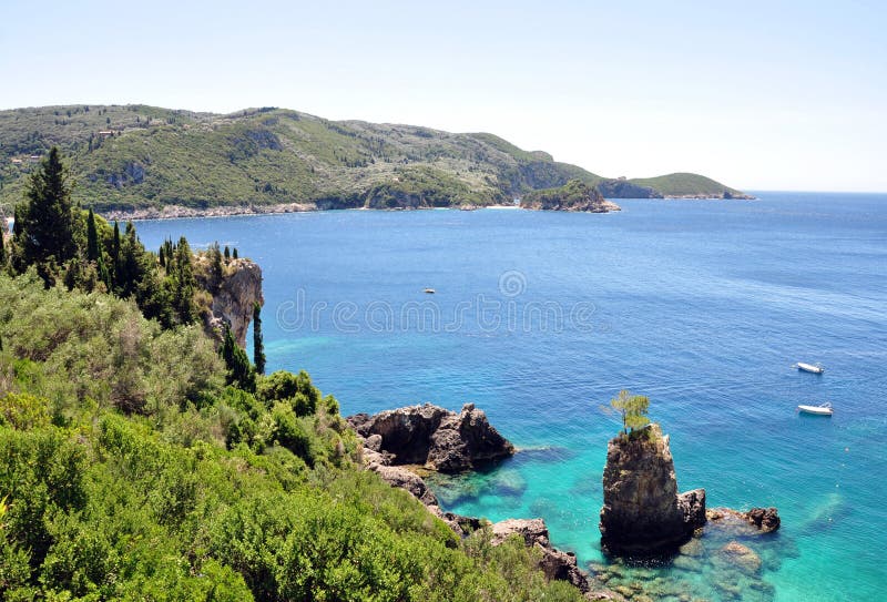 Coast of the Island of Corfu, Greece Stock Image - Image of beach ...