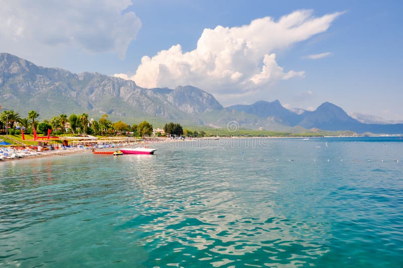 Coast of Kemer with Beaches and Mountains, Turkey Stock Image - Image ...