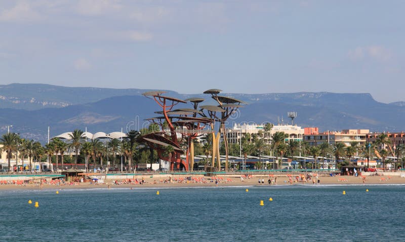 Coastline Costa Dorada, Beach in La Pineda, Tarragona, Catalunya, Spain ...