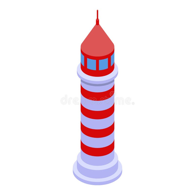 Coast Lighthouse Icon, Isometric Style Stock Vector - Illustration of ...