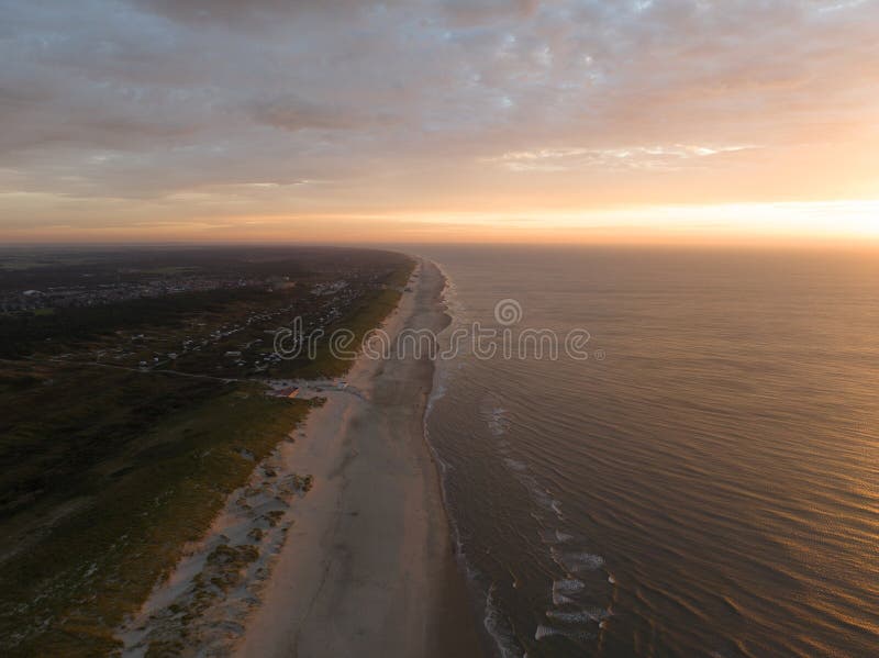 Coast Line and Beach at Texel, the Netherlands. Aerial View at Sunset ...