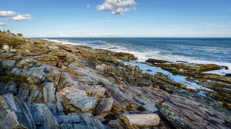 Coast of Maine stock photo. Image of water, waves, clouds - 210628624