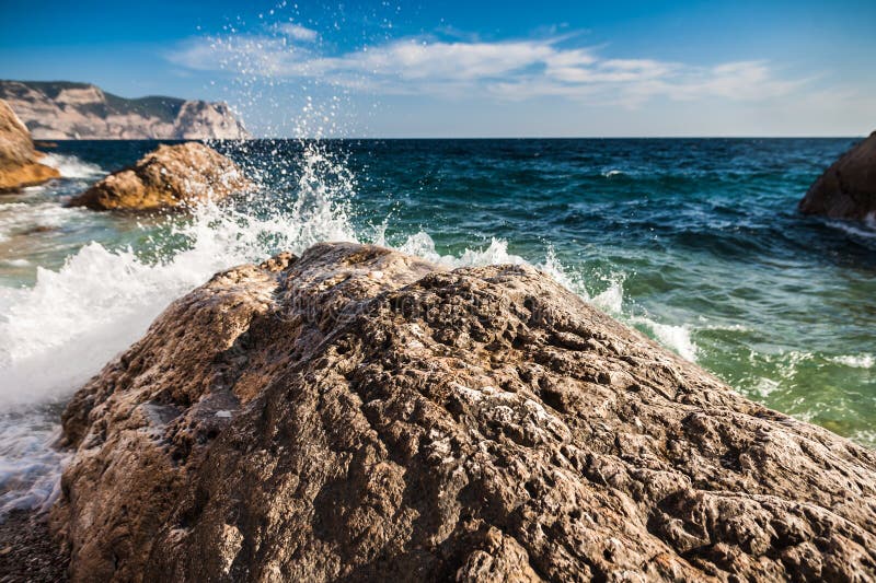 Coast stock image. Image of bush, boat, chalkstone, azure - 47174673