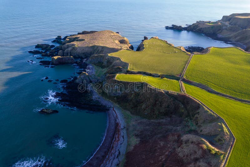 Coast of Scotland Near Dunnottar Castle. View from Above Stock Photo ...