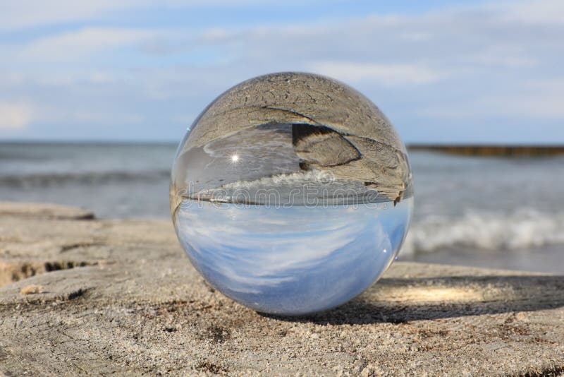 The Coast of Sea in the Glass Ball Stock Image - Image of crystal ...