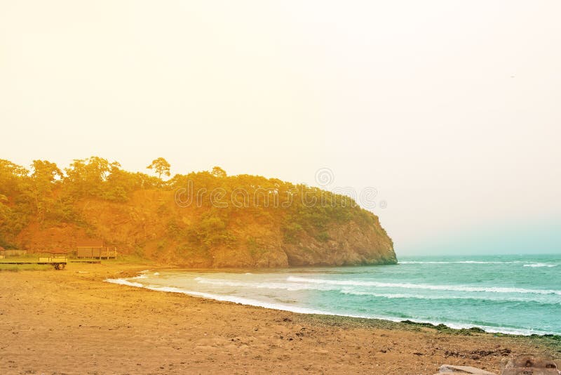Coast of the sea of Japan stock image. Image of wave - 95961489