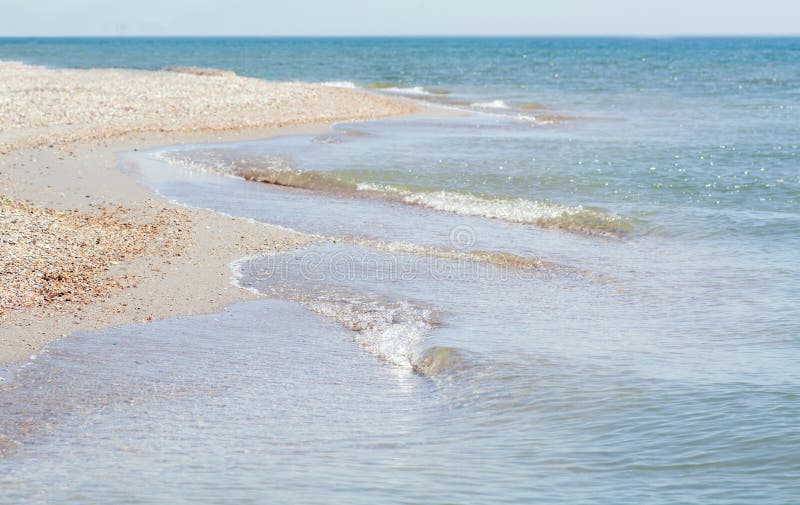 Coast of the Sea with Waves. Parallel Wave Lines, Stock Photo - Image ...