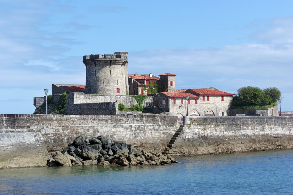 Coast of Socoa harbor stock photo. Image of landmarks - 119758094