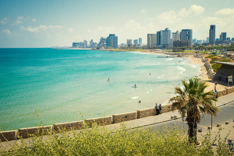 The coast of Tel Aviv stock photo. Image of building - 67492372