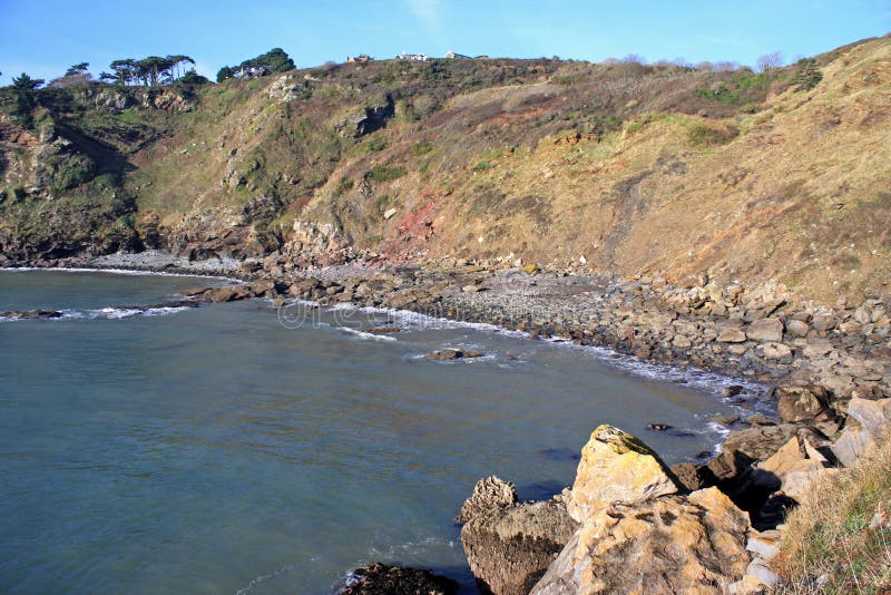 Coast of Torquay stock image. Image of rock, waves, house - 31848357