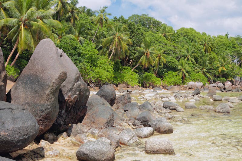 Coast of Tropical Island. Anse Royal, Mahe, Seychelles Stock Image ...