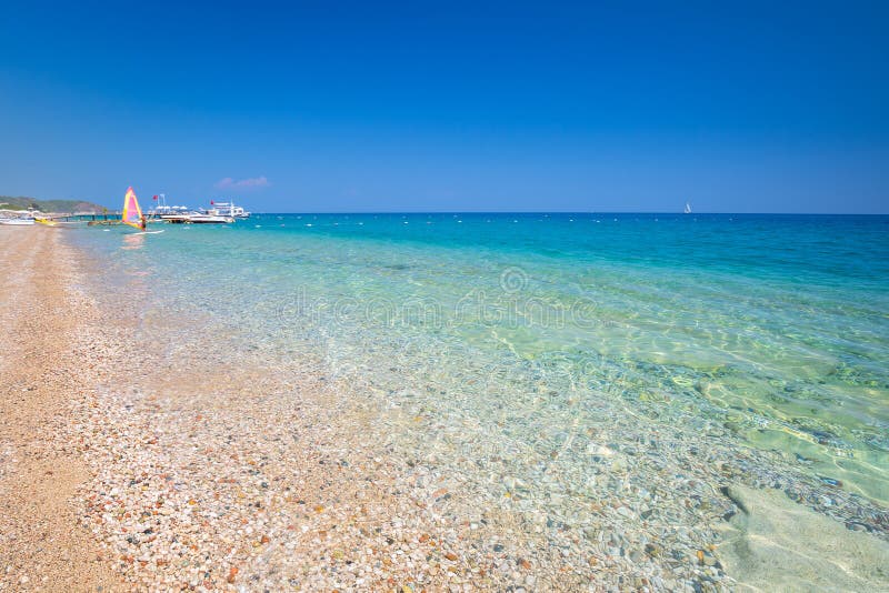 Coast of the Turkish Riviera with Amazing Beach, Tekirova Stock Image ...
