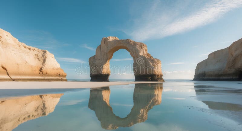 Coastal Arch Reflection Stunning Beach Landscape Stock Image - Image of ...