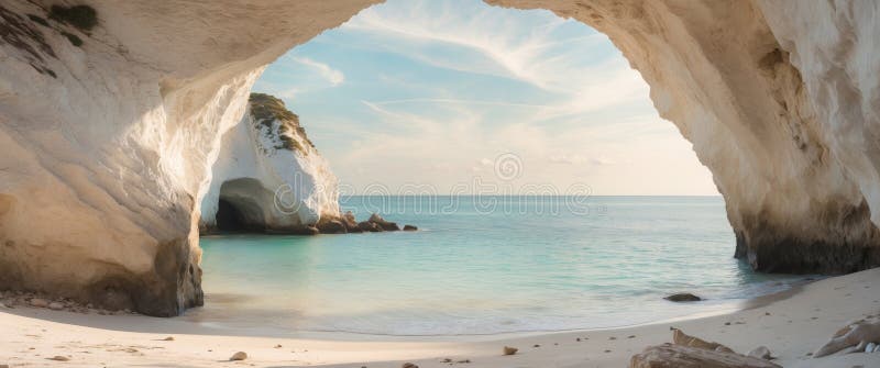 Coastal Archway Secluded Cove Beach Scene Stock Image - Image of ...