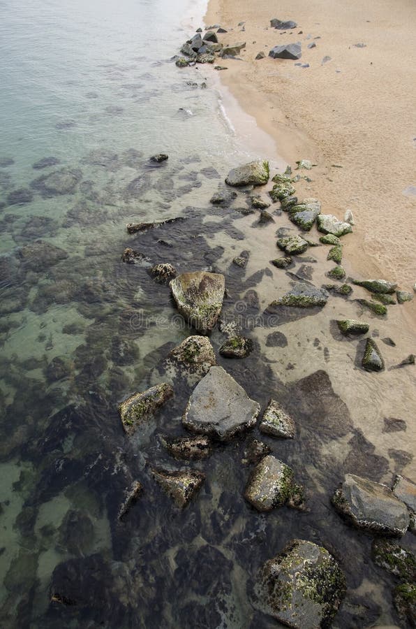 Coastal beach with stones stock image. Image of waves - 55658021