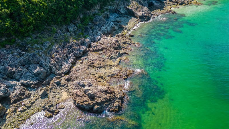 A Coastal Beauty from Above, a Captivating Top View of the Coastline ...