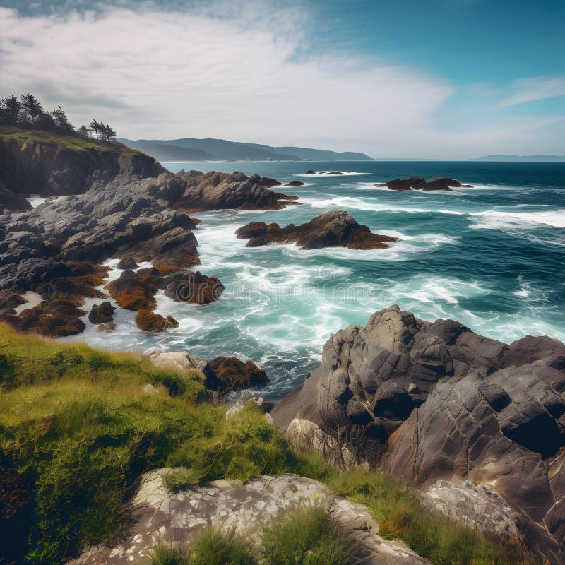 Coastal Beauty a Stunning View of the Ocean and the Rocky Two ...