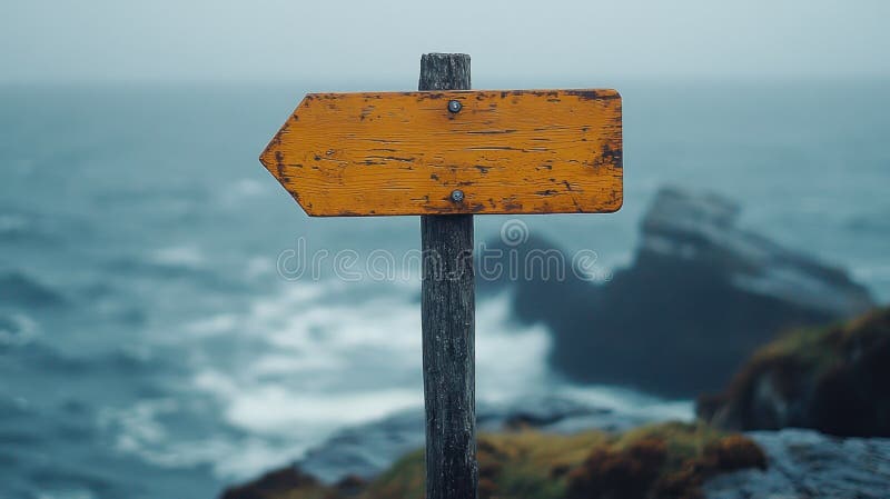 Coastal Blank Arrow Sign, Stormy Sea, Direction Stock Image - Image of ...