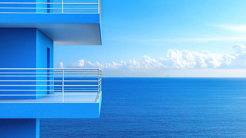 Coastal Blue Apartment Building Balcony Stock Illustration ...