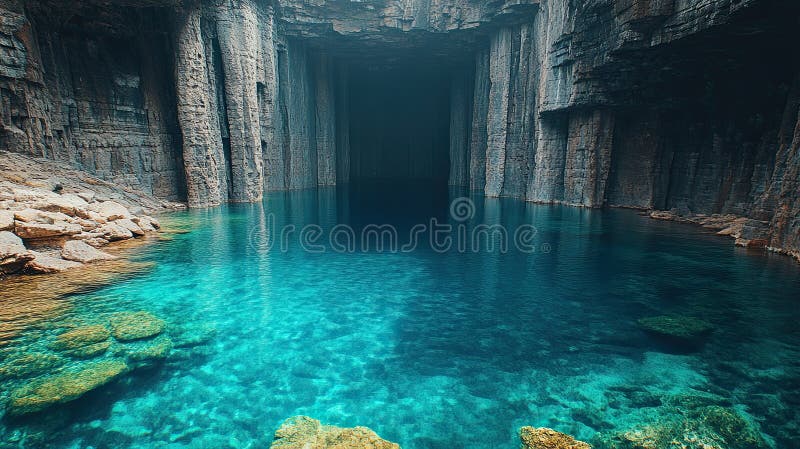 Coastal Cave Pool, Sunlight, Rock Formations, Exploration Stock Photo ...