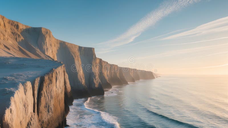 Coastal Cliff at Dawn a Coastal Cliff at Dawn with the First Ray Stock ...
