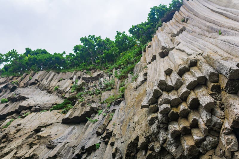 Coastal Cliff on Kunashir Island Formed by Columnar Basalt Rocks ...