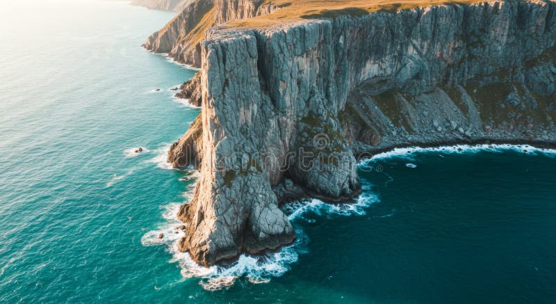 Coastal Cliff and Ocean Landscape Aerial View Stock Illustration ...