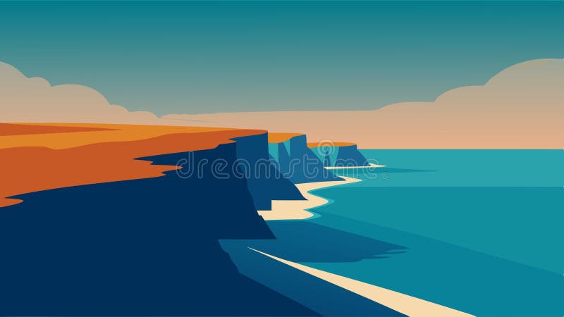 Coastal Cliffs with Crashing Waves Stock Illustration - Illustration of ...