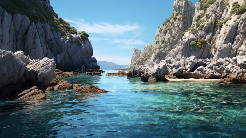 Coastal Cliffs with Crystal Clean Water Stock Illustration ...