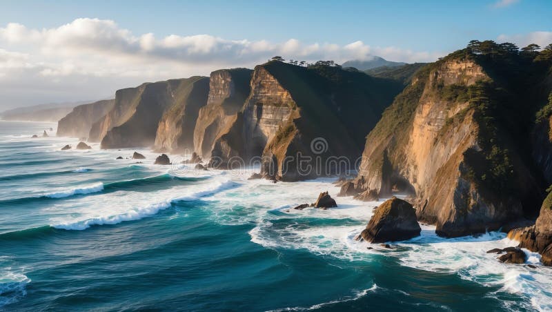 Coastal Cliffs Dramatic Cliffs Rising Above T Ai Generated Stock ...