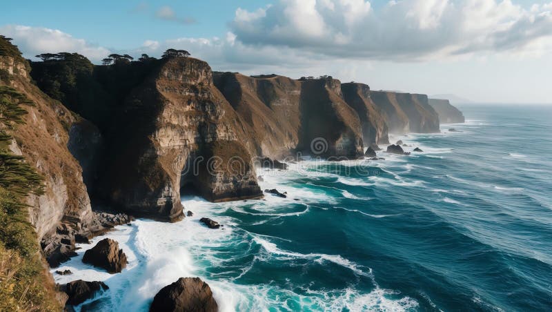 Coastal Cliffs Dramatic Cliffs Rising Above T Ai Generated Stock ...