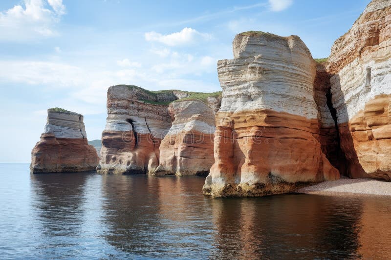 Coastal Cliffs with Layered Rock Formations at a Serene Waterfront ...