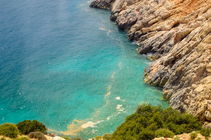 Coastal Cliffs of Limestone. the Coast of Mediterranean Sea in Turkey ...