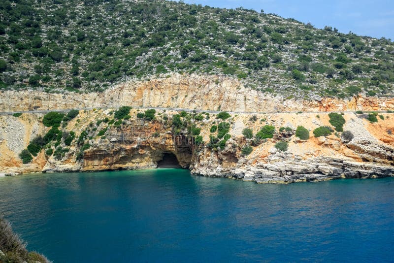 Coastal Cliffs of Limestone. the Coast of Mediterranean Sea in Turkey ...