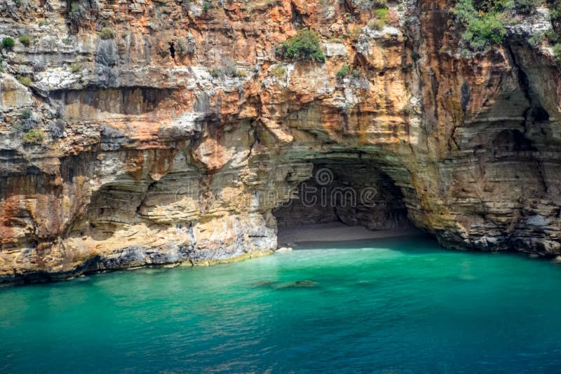 Coastal Cliffs of Limestone. the Coast of Mediterranean Sea in Turkey ...