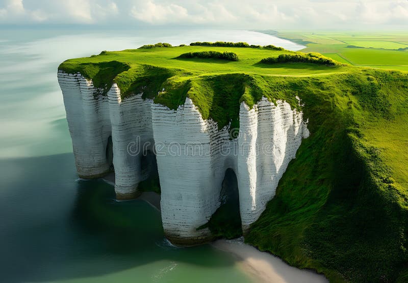 Coastal Cliffs with Lush Vegetation Aerial View Stock Photo - Image of ...