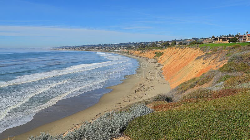 Coastal Cliffs and Rolling Waves a Tranquil Oceanside Vista Under a ...