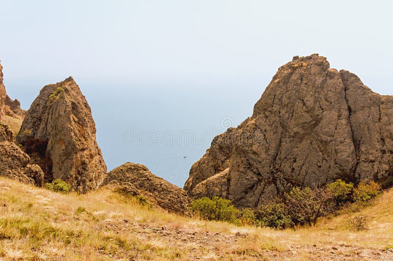 Coastal Cliffs and Views of the Black Sea Bay in the Distance Stock ...