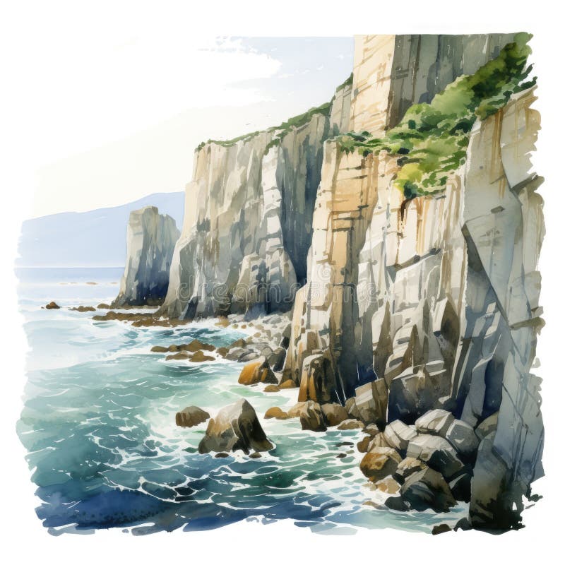 Coastal cliffs stock illustration. Illustration of design - 328673596