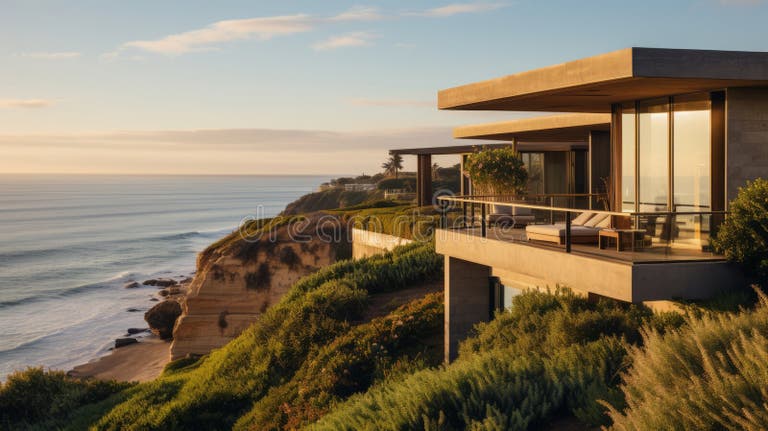 A Coastal Cliffside with Panoramic Ocean Views Stock Illustration ...