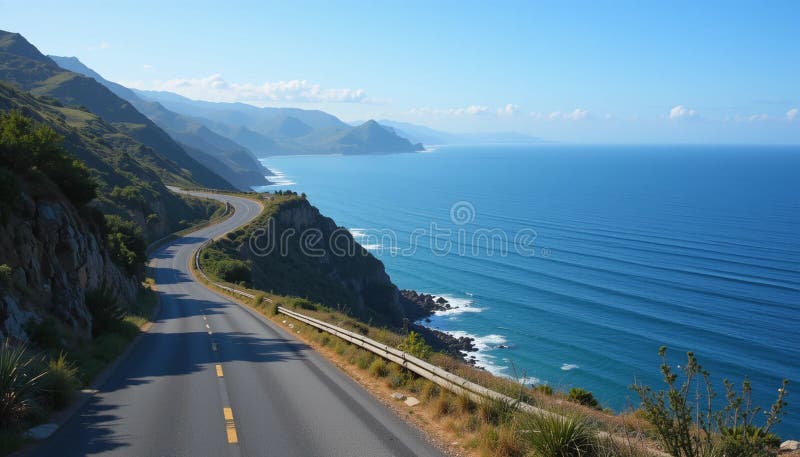 A Coastal Cliffside Road with Breathtaking Ocean Views Stock ...