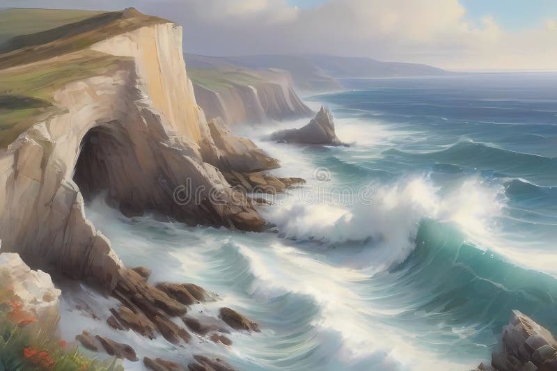A Coastal Cliffside stock illustration. Illustration of rocks - 298749226