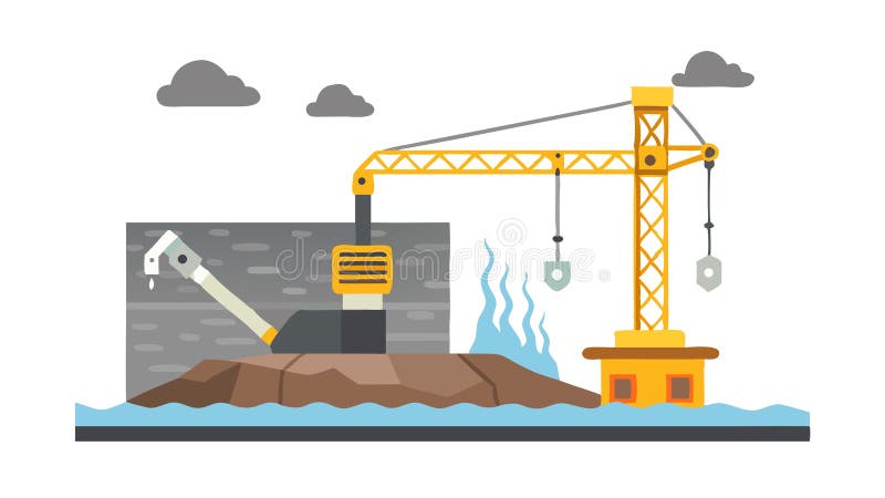 Coastal Construction Crane, Waterfront Development, Vector Design ...