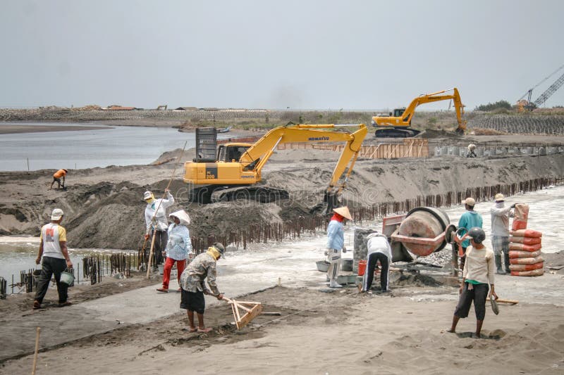 Coastal Construction Project Developing Wave Breaker at Glagah Beach ...